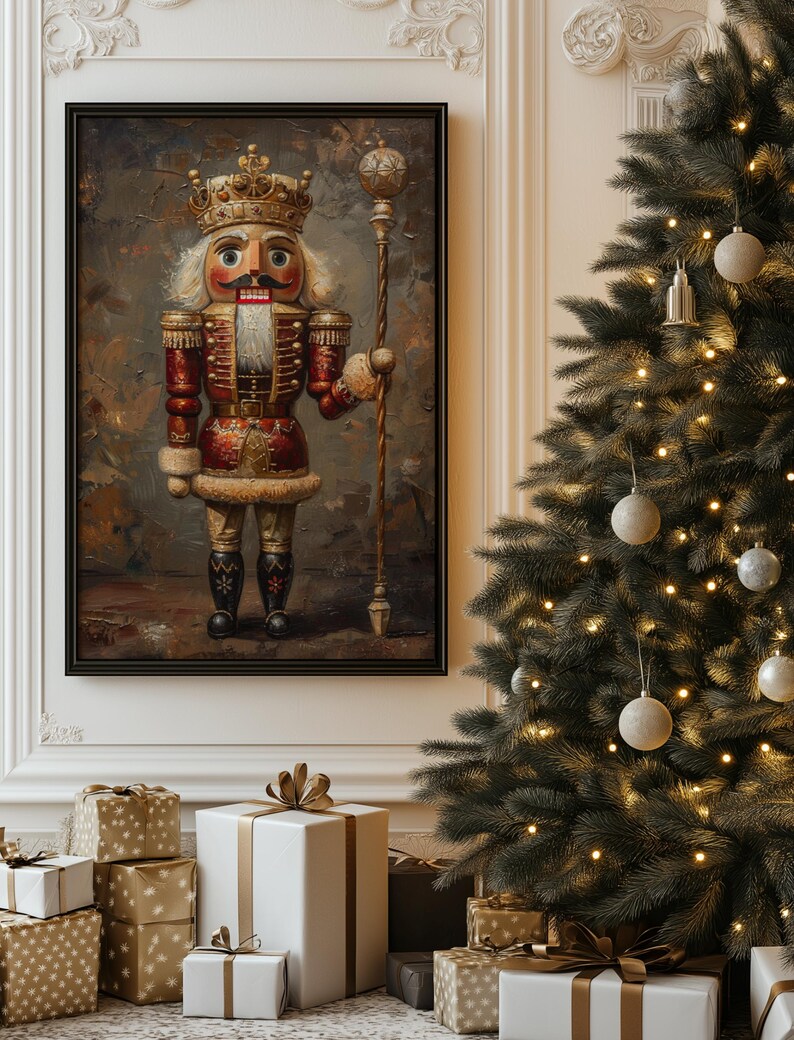 Vintage Nutcracker Oil Painting: Christmas Holiday Decor (digital ...