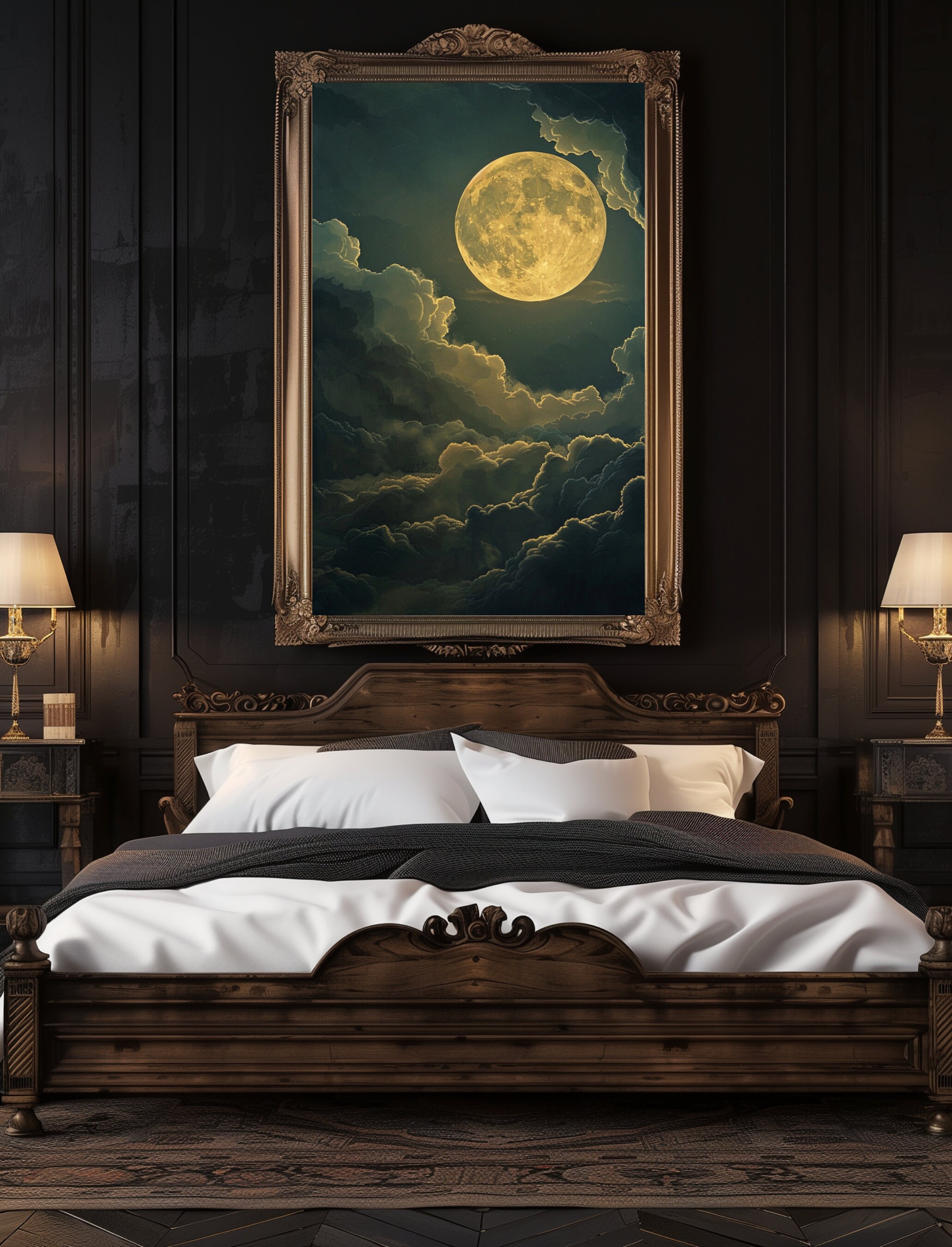 Lunar Wall Art Victorian Art Print Fairytale Room Decor Moon Art ...