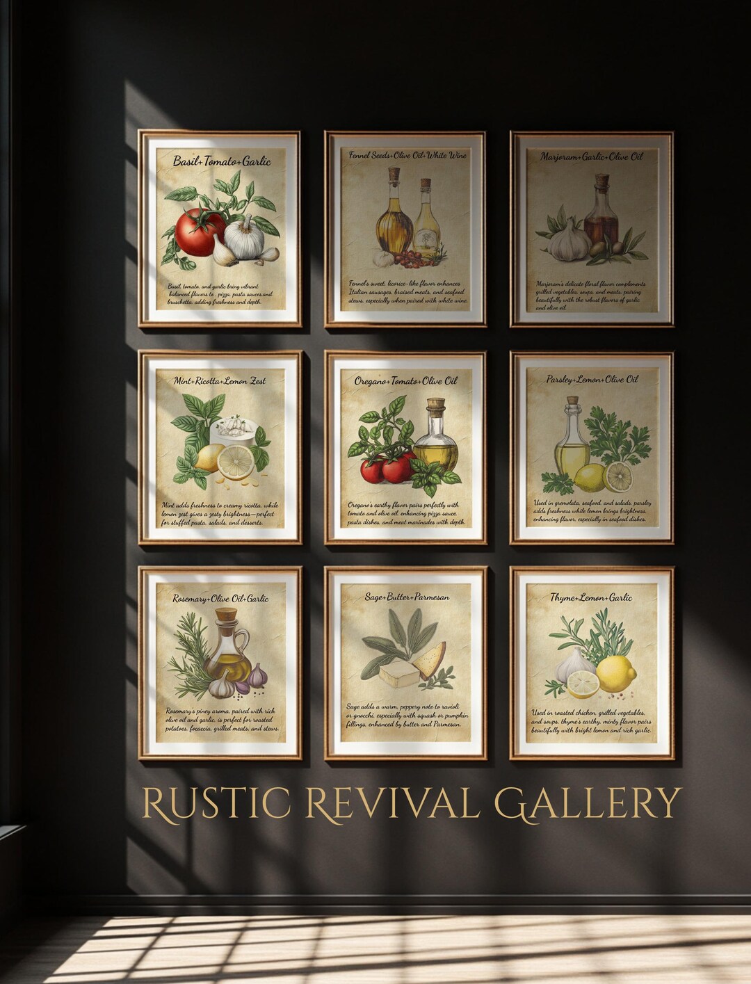 Italian Botanical Prints: Rustic Kitchen Wall Art (digital Download) - Etsy