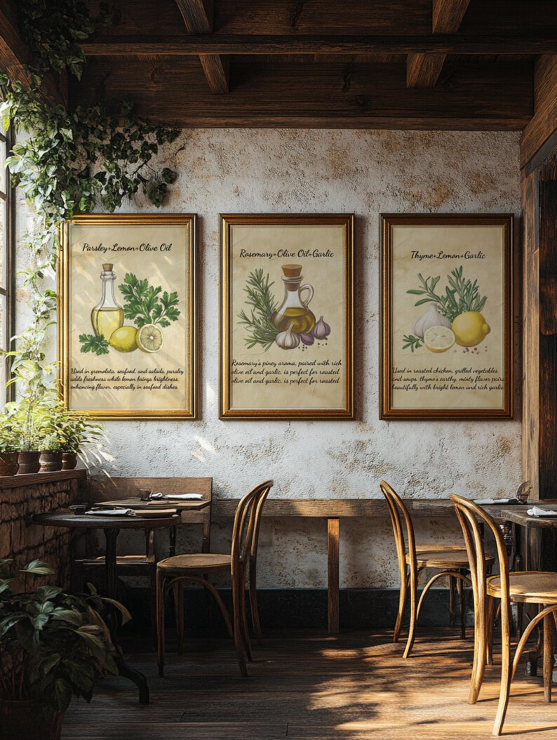 Italian Botanical Prints: Rustic Kitchen Wall Art (digital Download) - Etsy