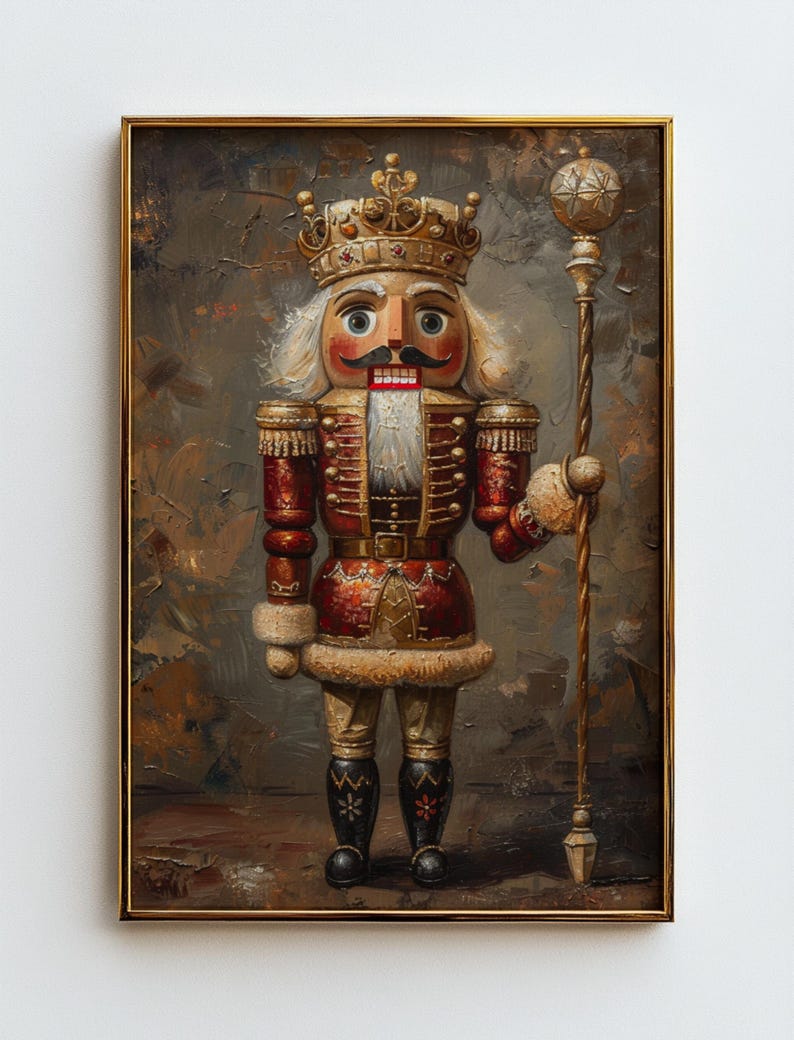 Vintage Nutcracker Oil Painting: Christmas Holiday Decor (digital ...