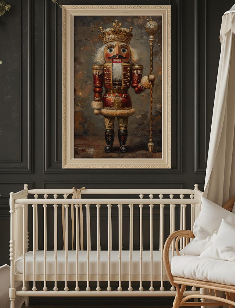 Vintage Nutcracker Oil Painting: Christmas Holiday Decor (digital ...