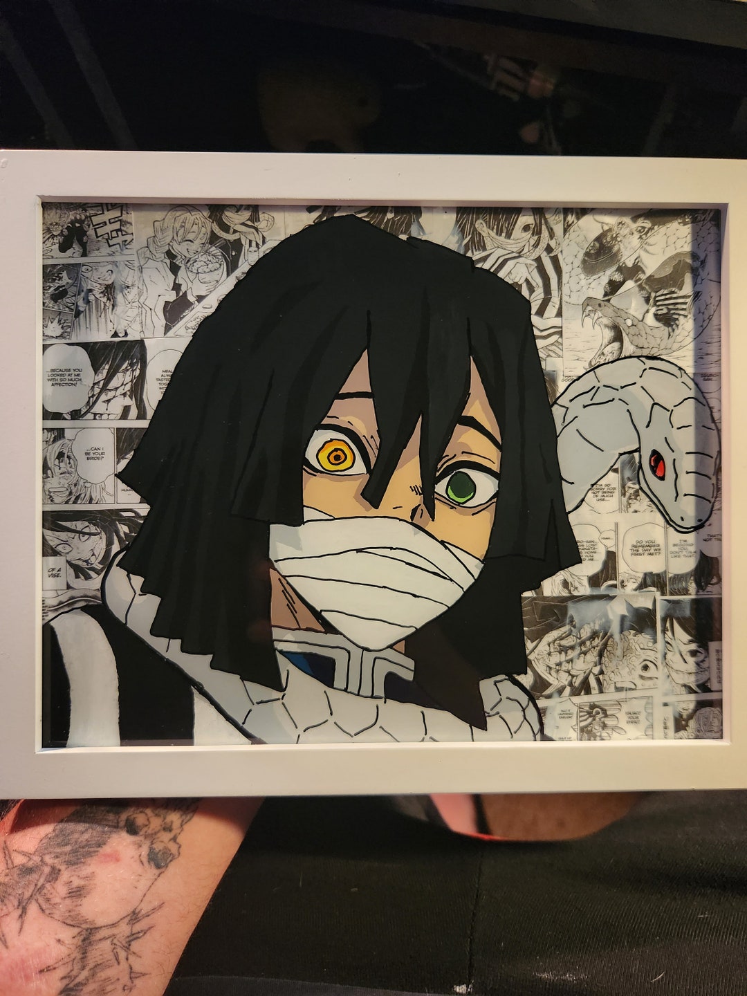 Hand Painted Demon Slayer Obanai Iguro Manga Anime Art - Etsy