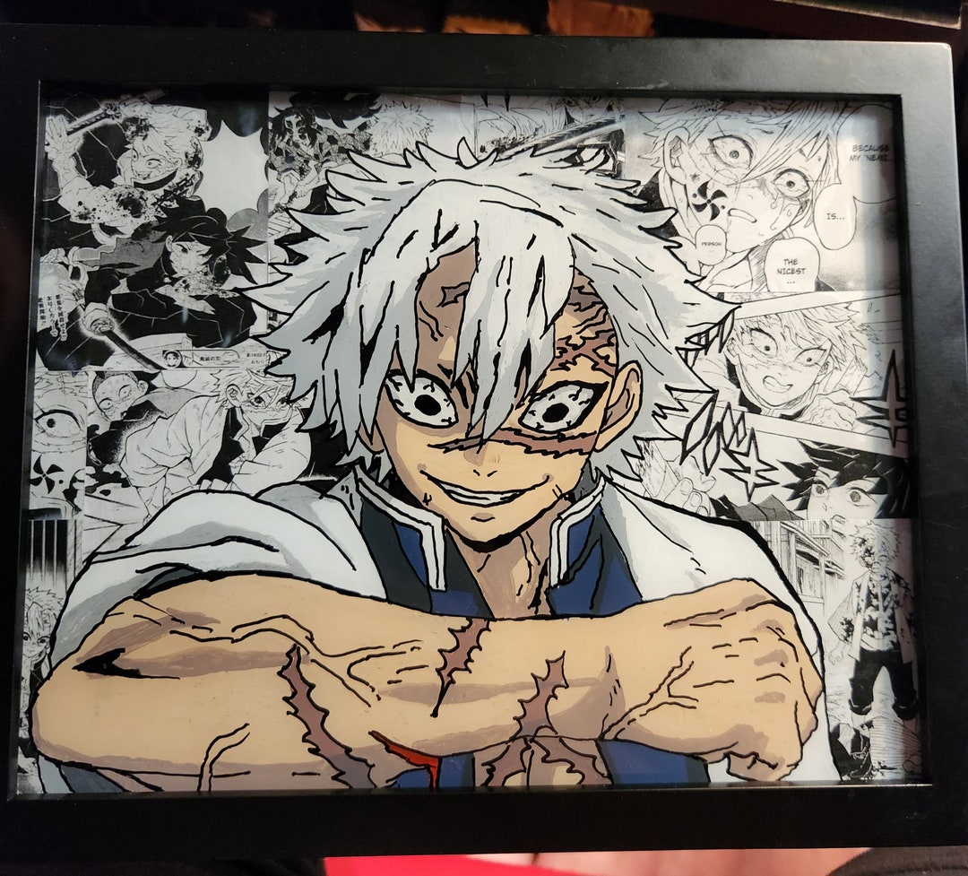 Hand Painted Demon Slayer Sanemi Shinazagawa Manga Anime Art - Etsy
