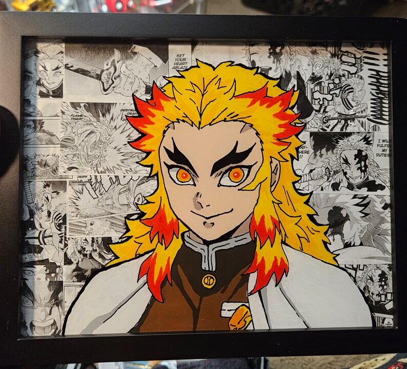 Hand Painted Demon Slayer Kyojuro Rengoku Manga Anime Art - Etsy