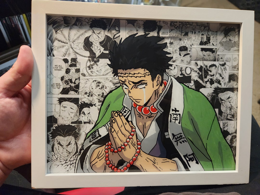 Hand Painted Demon Slayer Gyomei Himejima Manga Anime Art - Etsy