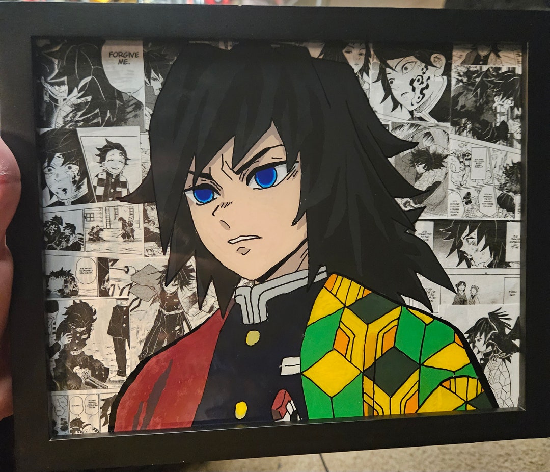 Hand Painted Demon Slayer Giyu Tomioka Manga Anime Art - Etsy