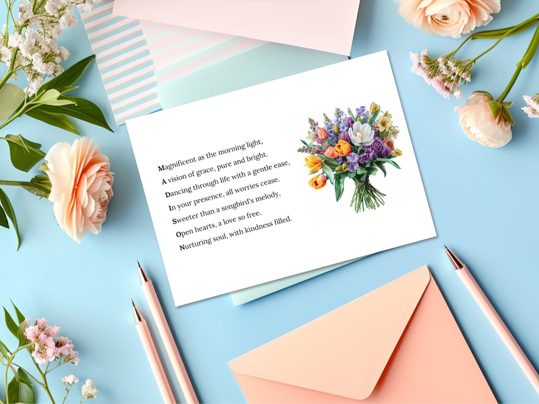 Personalized Acrostic Poem Card for Her, Acrostic Poem Valentine's Day ...