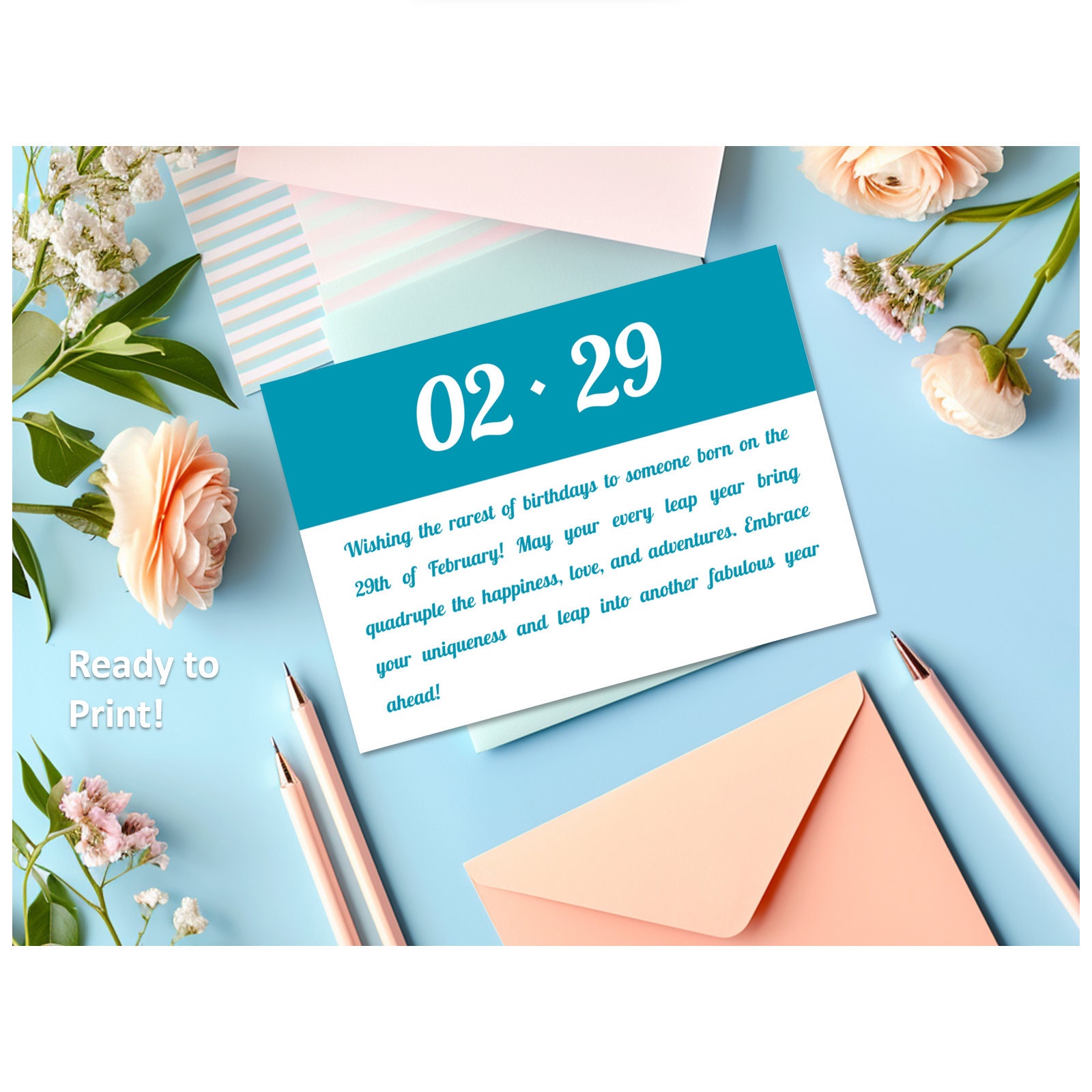 Leap Year Birthday Card for 29th February, Happy Birthday Greeting Card ...