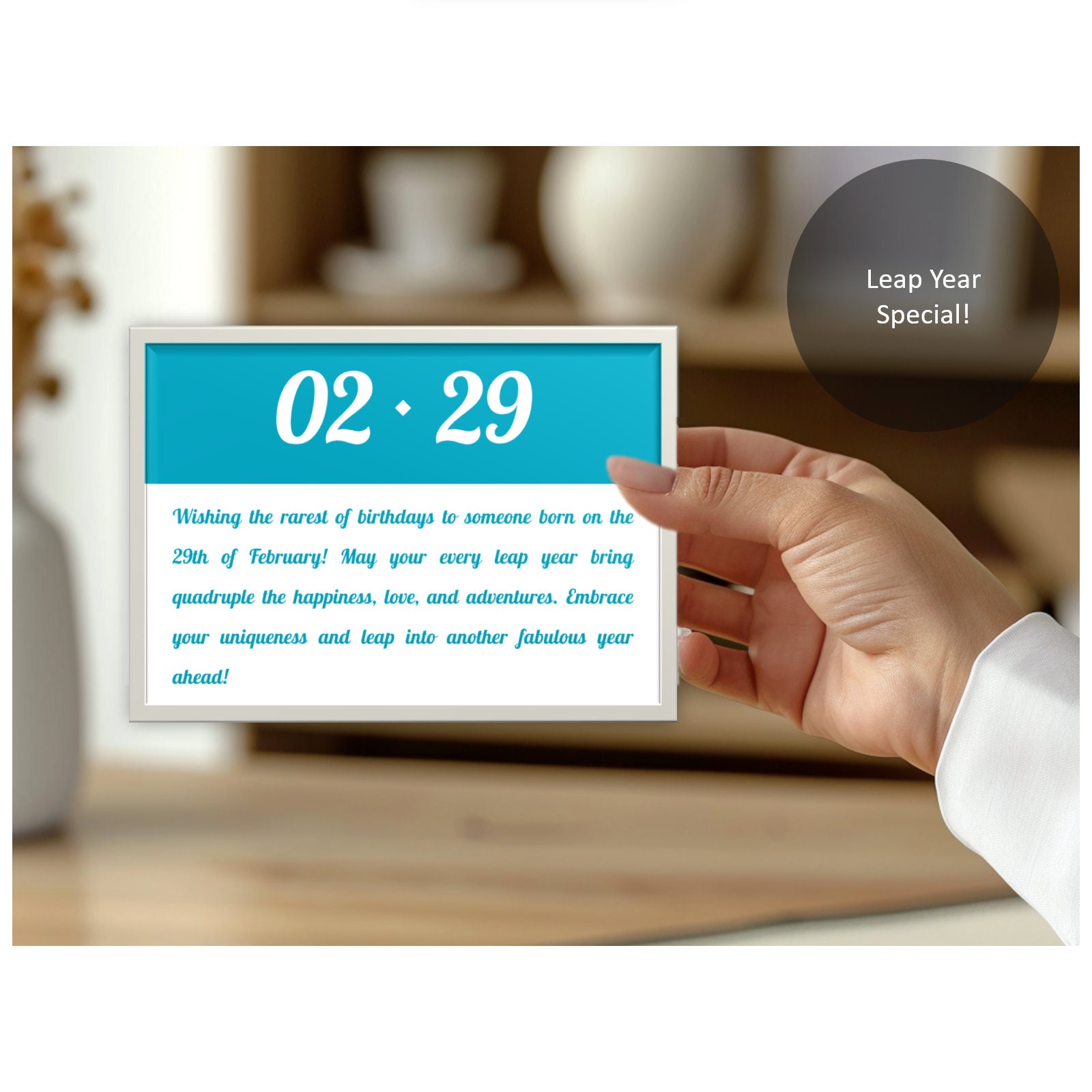 Leap Year Birthday Card for 29th February, Happy Birthday Greeting Card ...
