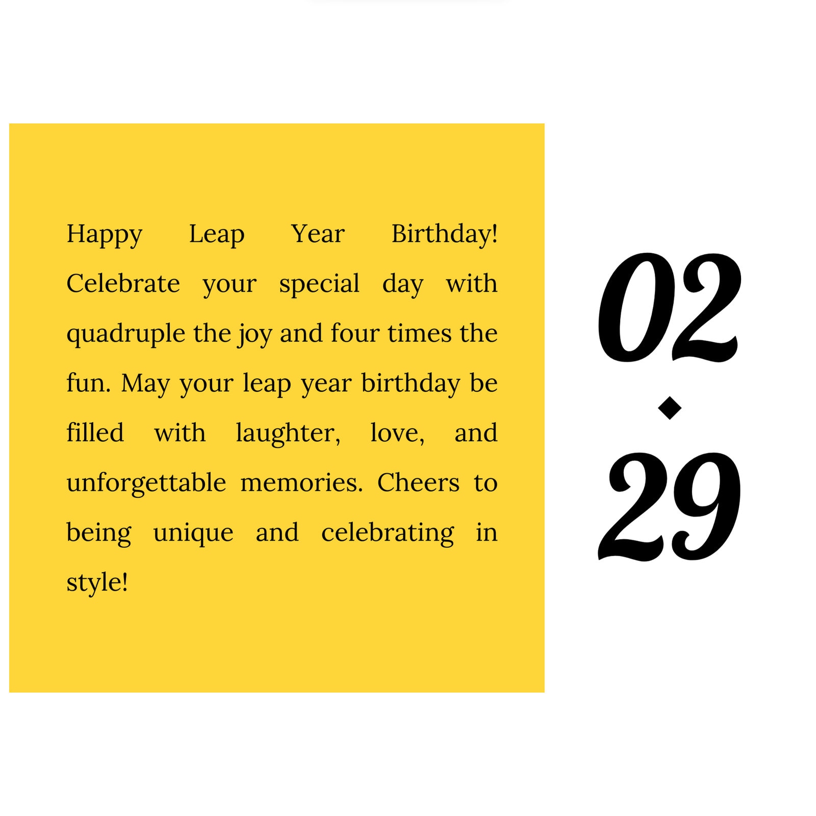Leap Year Birthday Card, Happy Birthday Greeting Card for 29th February ...