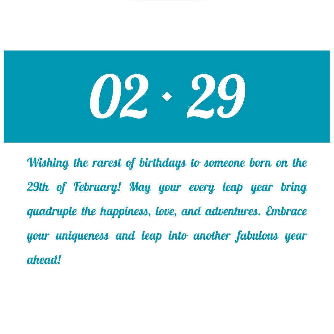 Leap Year Birthday Card for 29th February, Happy Birthday Greeting Card ...