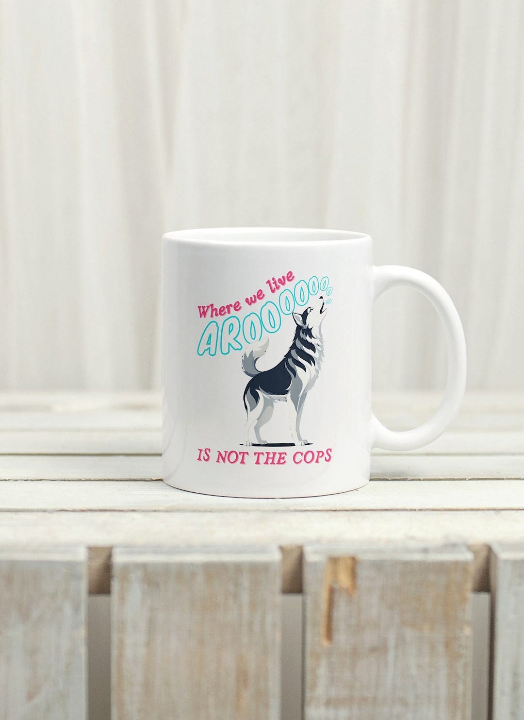 Husky Coffee Mug, Cute Siberian Husky Gift Mug for Wolf Lover Mug Dog ...