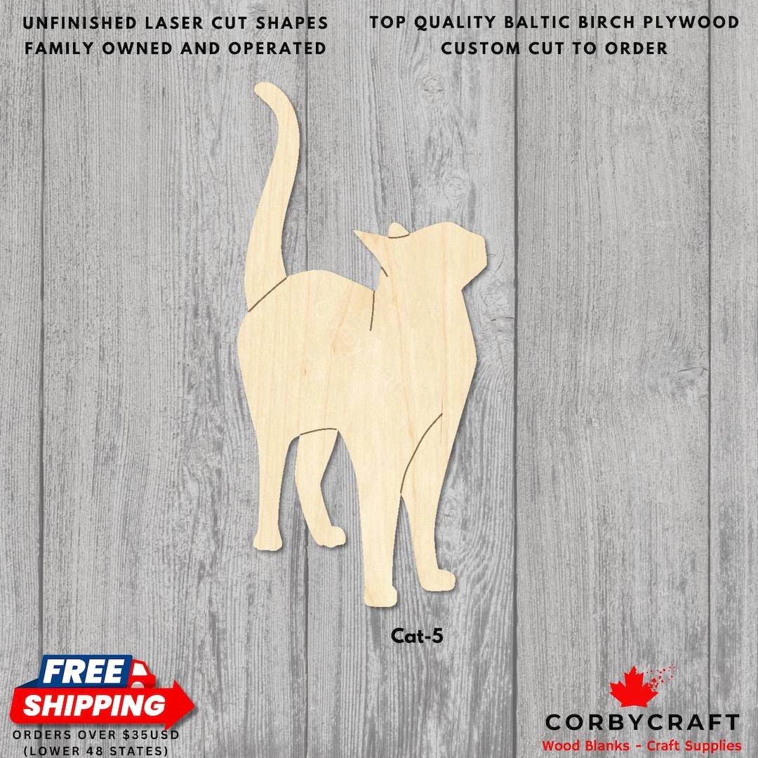 Laser Cut Cat Shape | Unfinished Baltic Birch, Pet Decor - Etsy