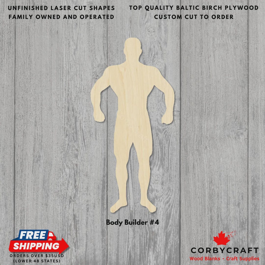 Laser Cut Bodybuilder Baltic Birch | Unfinished Wood Muscle Figure ...