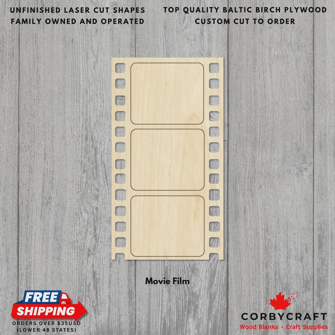 Film Strip Wooden Cutouts | Baltic Birch Laser Cut Blanks | Movie Film ...