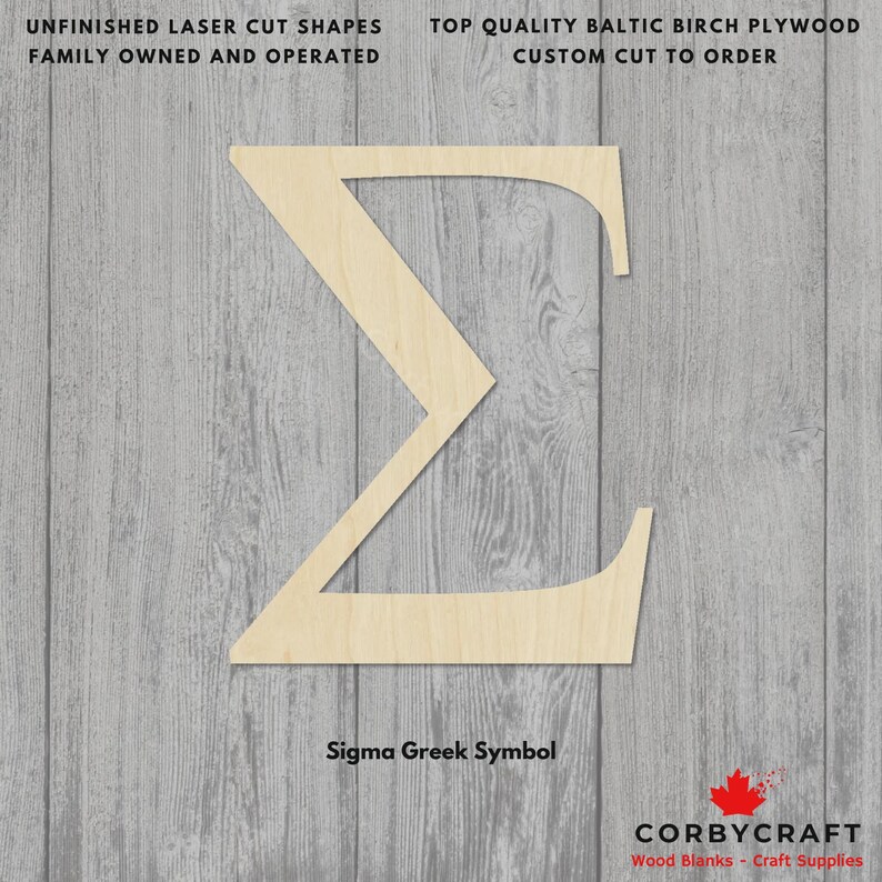 Greek Sigma Wooden Cutouts | Laser Cut Blanks | Sigma Letter in Various ...