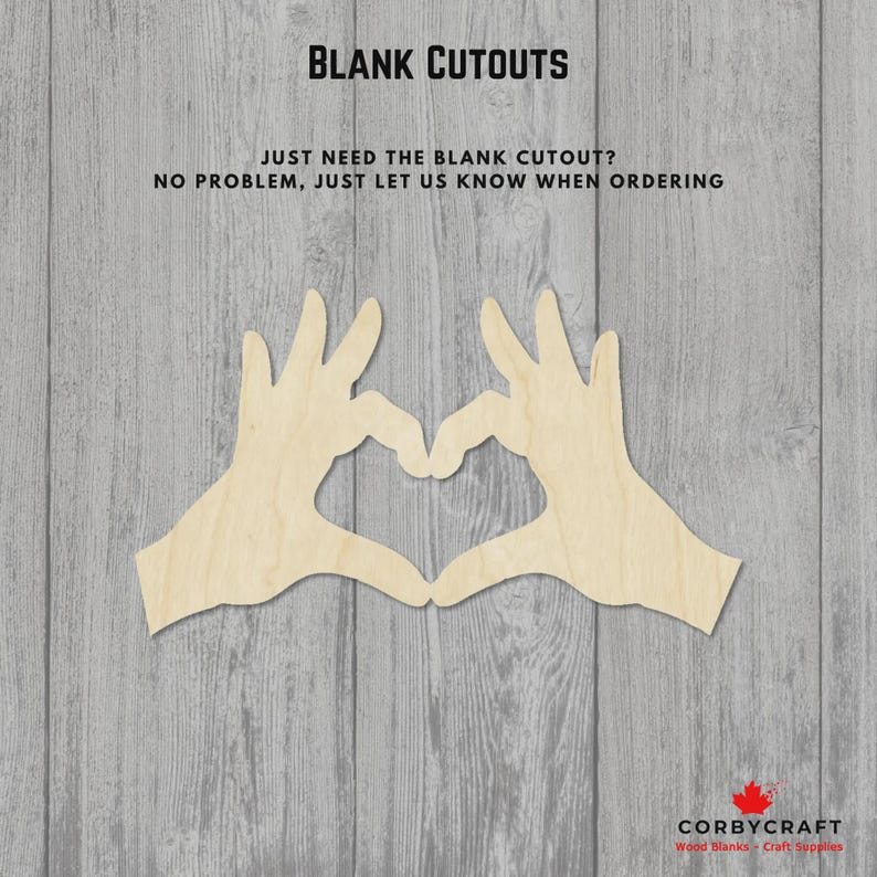 Heart Hands Wooden Cutouts | Laser Cut Love Symbol Blanks | Hands ...