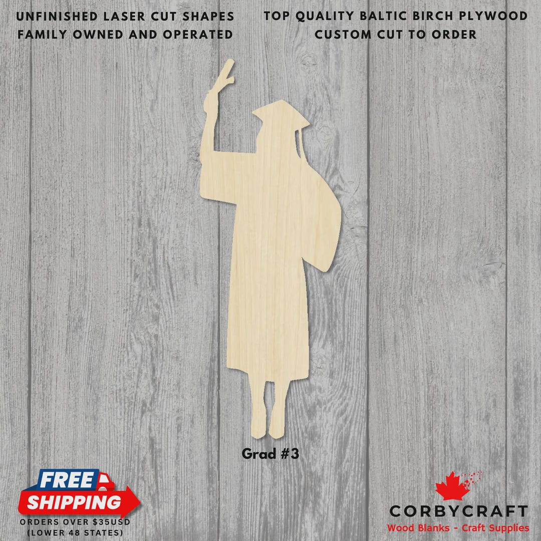 Wooden Grad Silhouette Craft Blanks | Laser Cut Baltic Birch Graduate ...