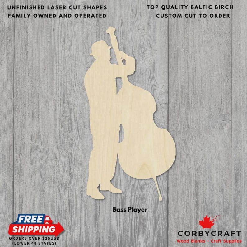 Wooden Upright Bass Musician | Laser Cut Double Bass Player Cutouts ...