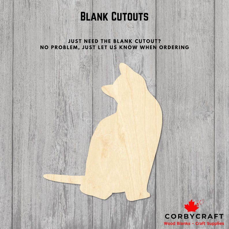 Laser Cut Cat Shapes #10 | Unfinished Baltic Birch Cats | Craft Blanks ...