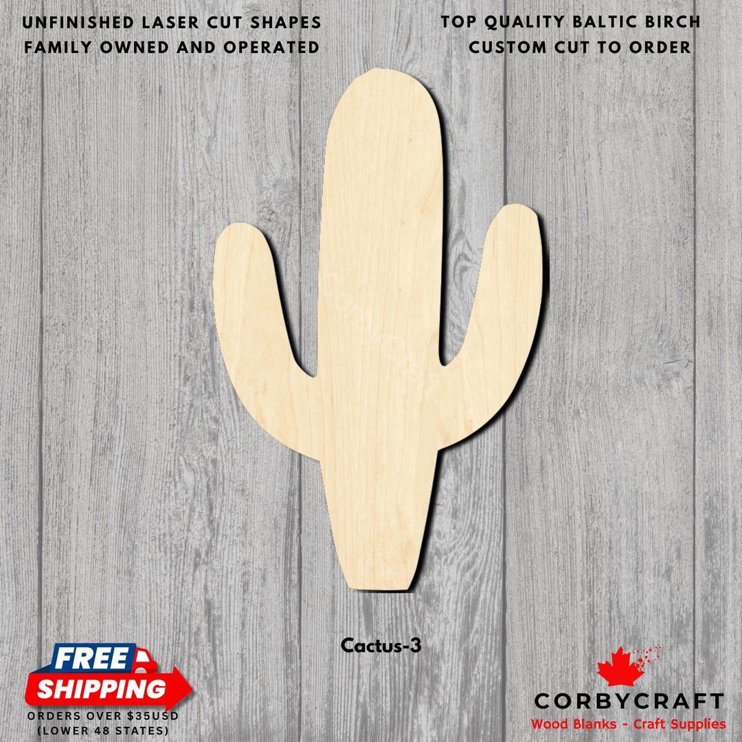 Laser Cut Cactus Shape - Unfinished Baltic Birch Wood Craft Supply - Etsy