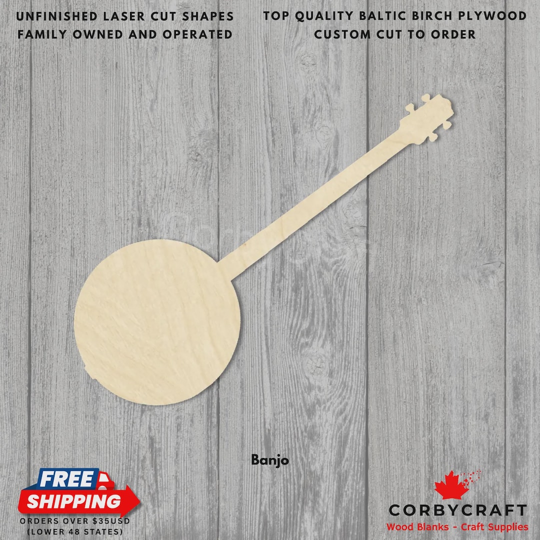 Banjo Wooden Cutouts | Laser Cut Blanks | Banjo Silhouettes in Various ...