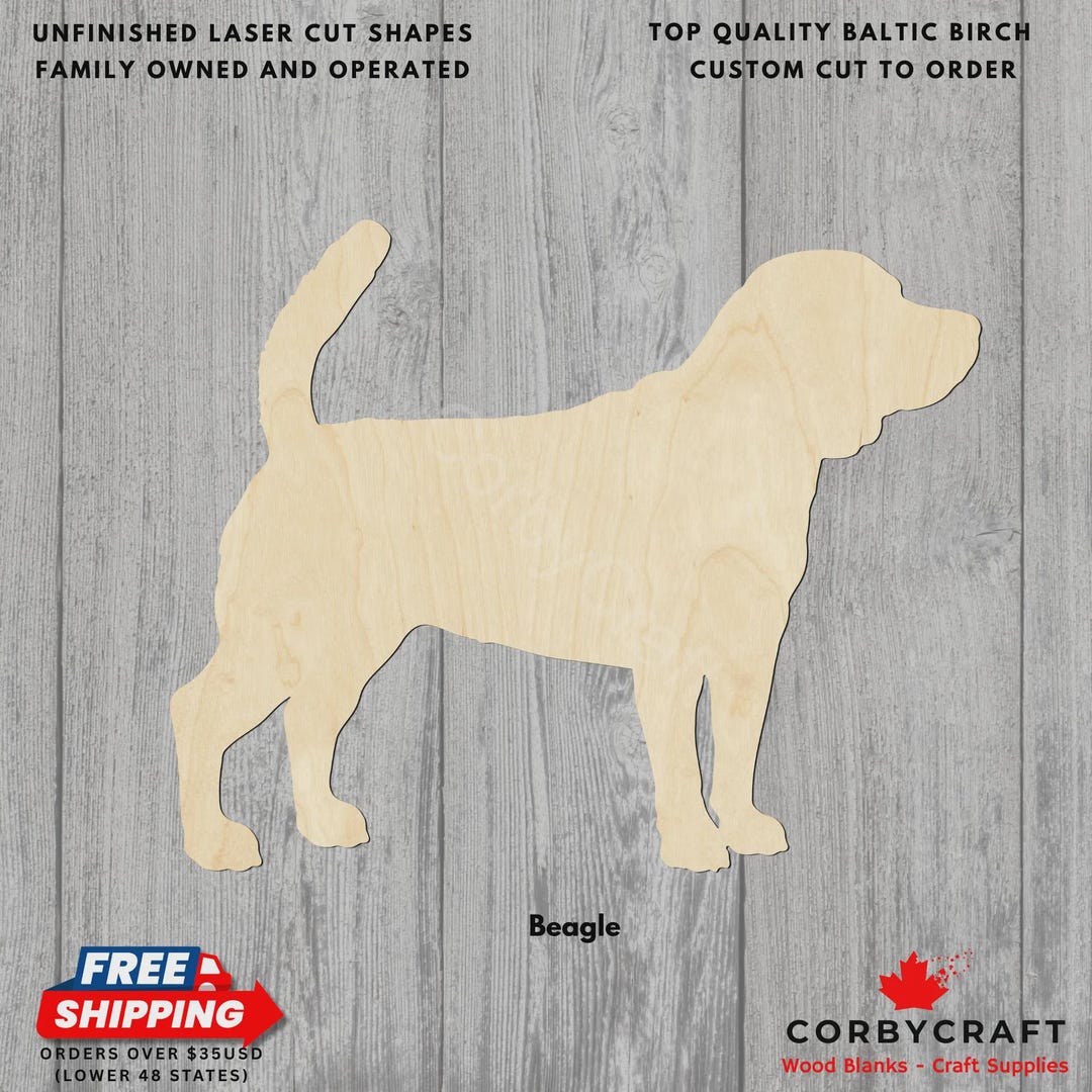 Laser Cut Beagle | Unfinished Baltic Birch Wood Silhouette - Etsy