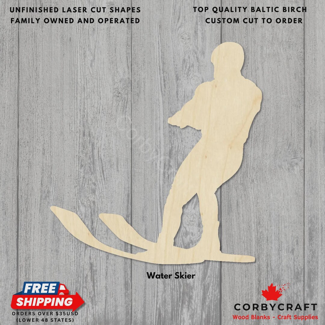 Laser Cut Water Skier | Unfinished Wood Water Ski Shapes | Blank ...