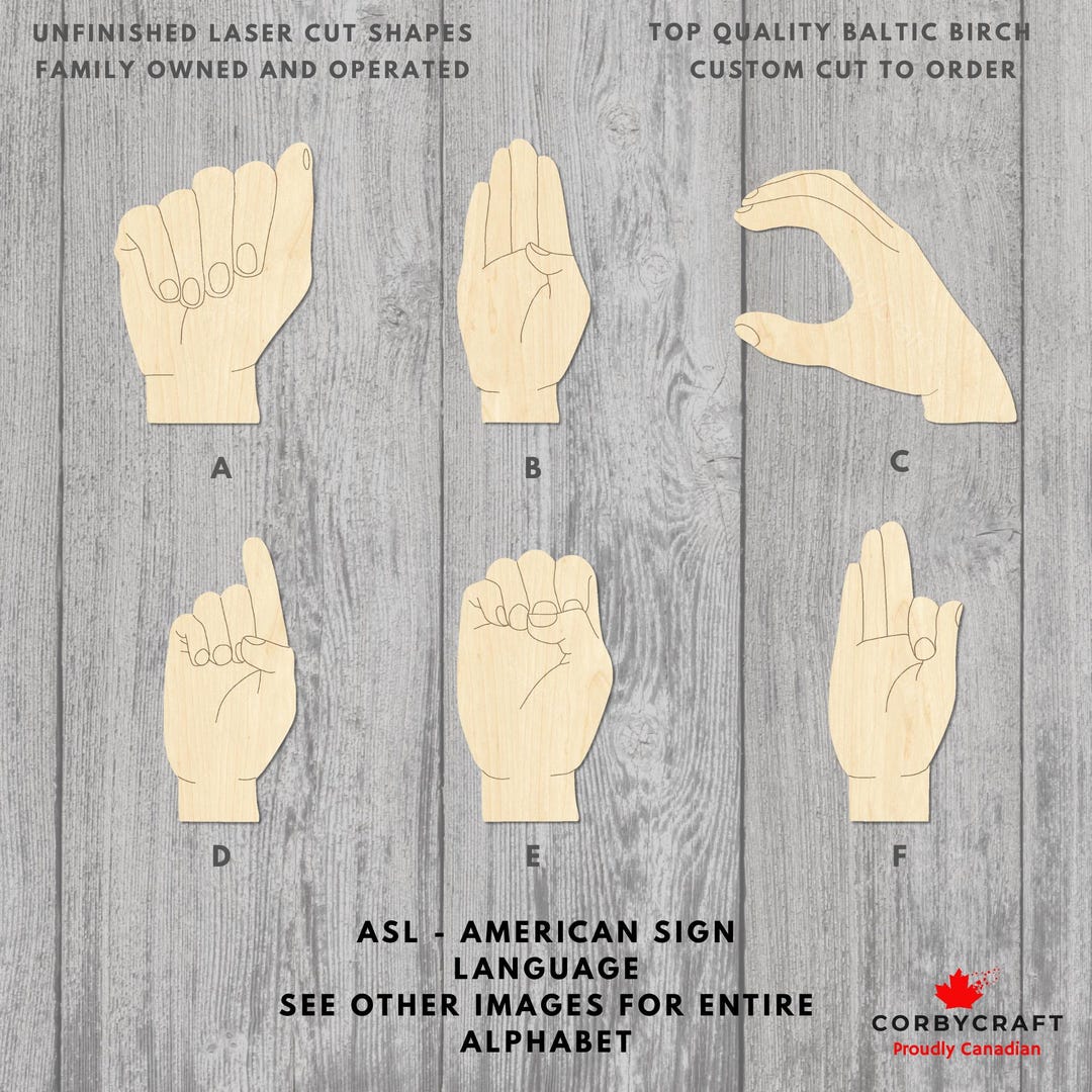 ASL Sign Language Letters | Unfinished Baltic Birch Cutouts | Laser Cut ...