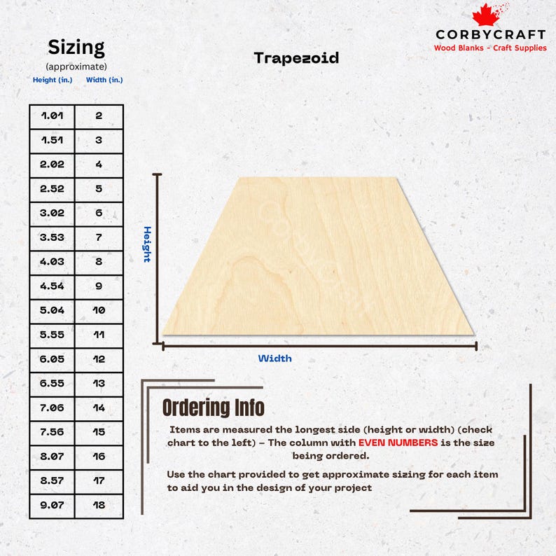 Wooden Trapezoid Cutouts | Laser Cut Baltic Birch Plywood | Unfinished ...