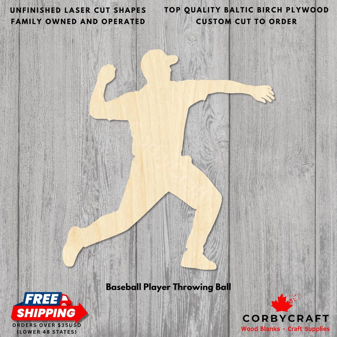Baseball Pitcher | Unfinished Baltic Birch Laser Cut Shape - Etsy