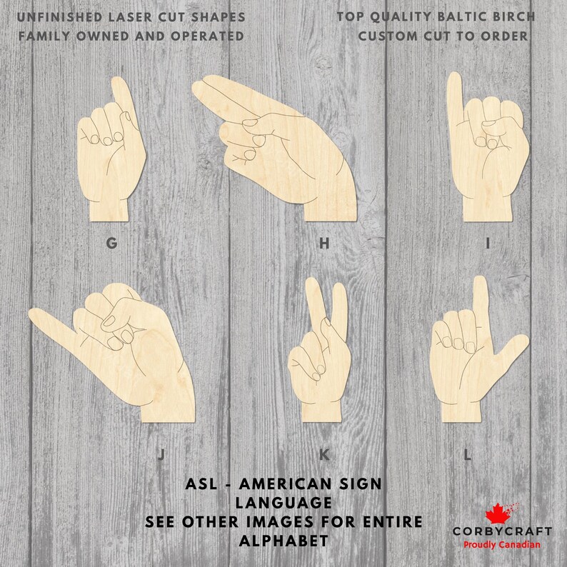 ASL Sign Language Letters | Unfinished Baltic Birch Cutouts | Laser Cut ...