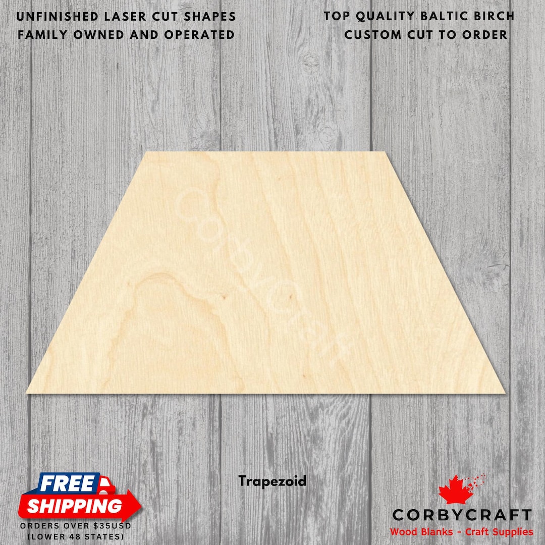 Wooden Trapezoid Cutouts | Laser Cut Baltic Birch Plywood | Unfinished ...