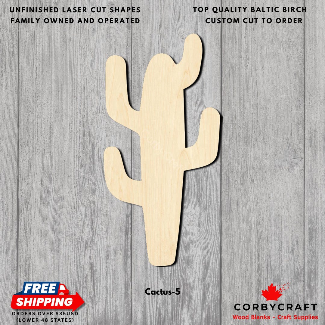Unfinished Wood Cactus Shape, Baltic Birch, Laser Cut Craft Supply - Etsy