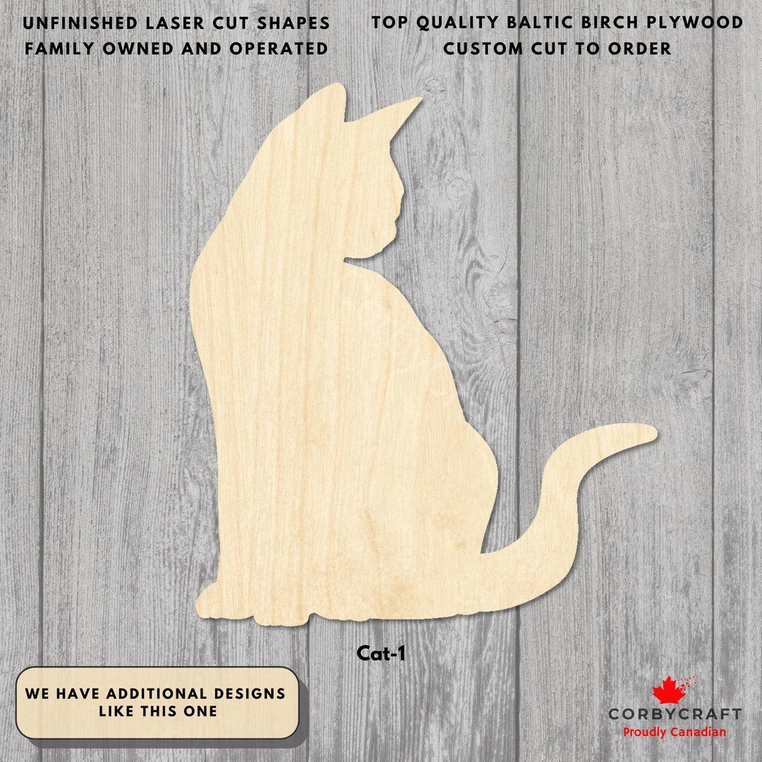 Laser Cut Cat Shapes #1 | Unfinished Baltic Birch Cats | Craft Blanks ...