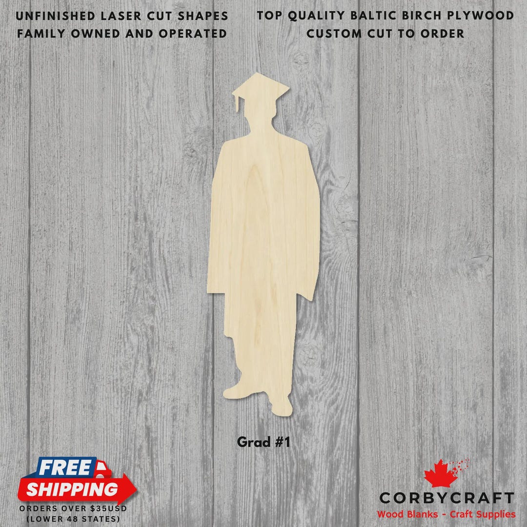 Grad Silhouette Wooden Cutouts | Baltic Birch Laser Cut Blanks ...