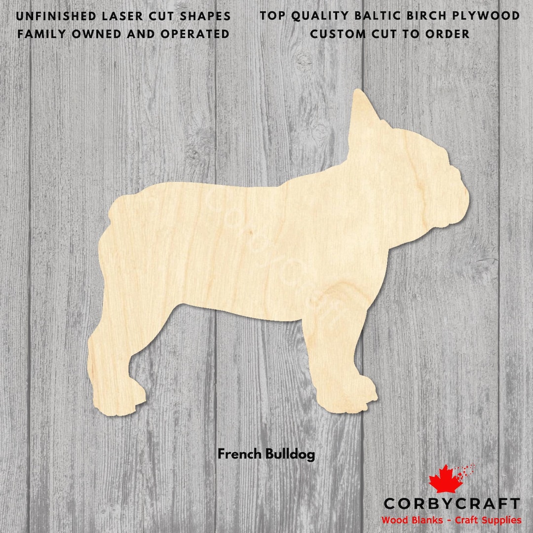 Wooden French Bulldog Craft Blanks | Laser Cut Baltic Birch Frenchie ...