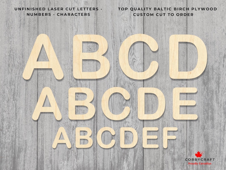Wood Letters | Unfinished Baltic Birch Plywood Cutouts | Laser Cut ...
