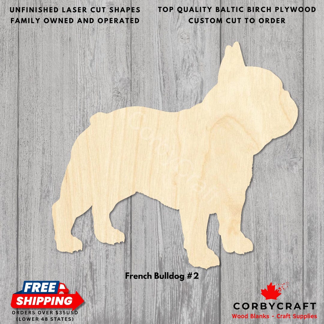 French Bulldog Wooden Cutouts | Baltic Birch Laser Cut Blanks ...