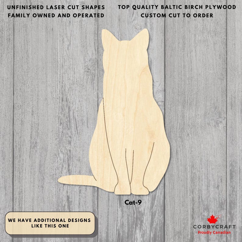 Laser Cut Cat Shapes #9 | Unfinished Baltic Birch Cats | Craft Blanks ...