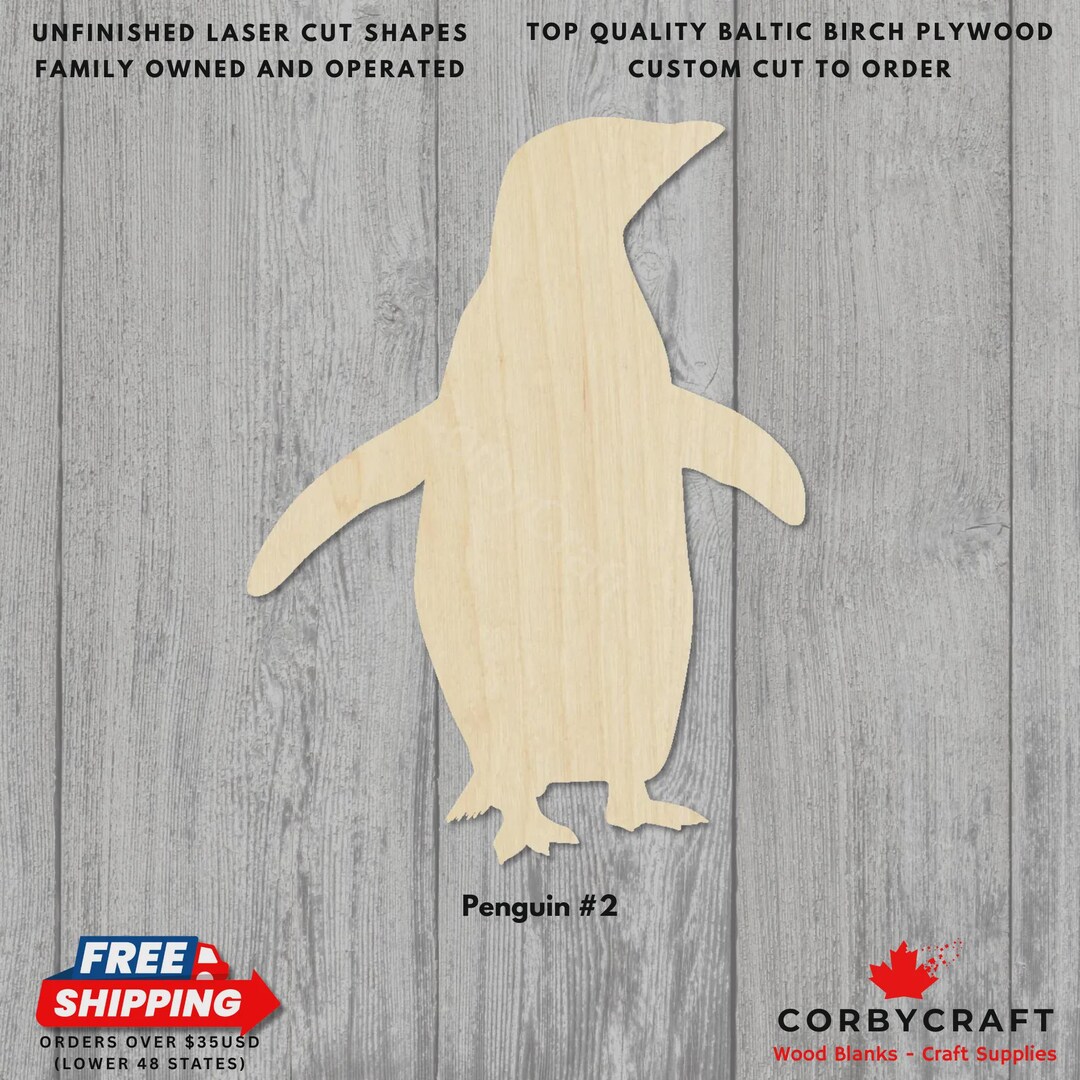 Wooden Penguin Craft Blanks | Laser Cut Baltic Birch Penguin Cutouts ...