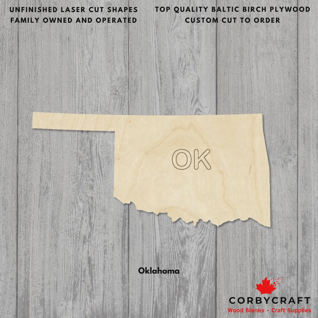 Oklahoma State Wooden Cutouts | Laser Cut Blanks | Oklahoma Silhouette ...