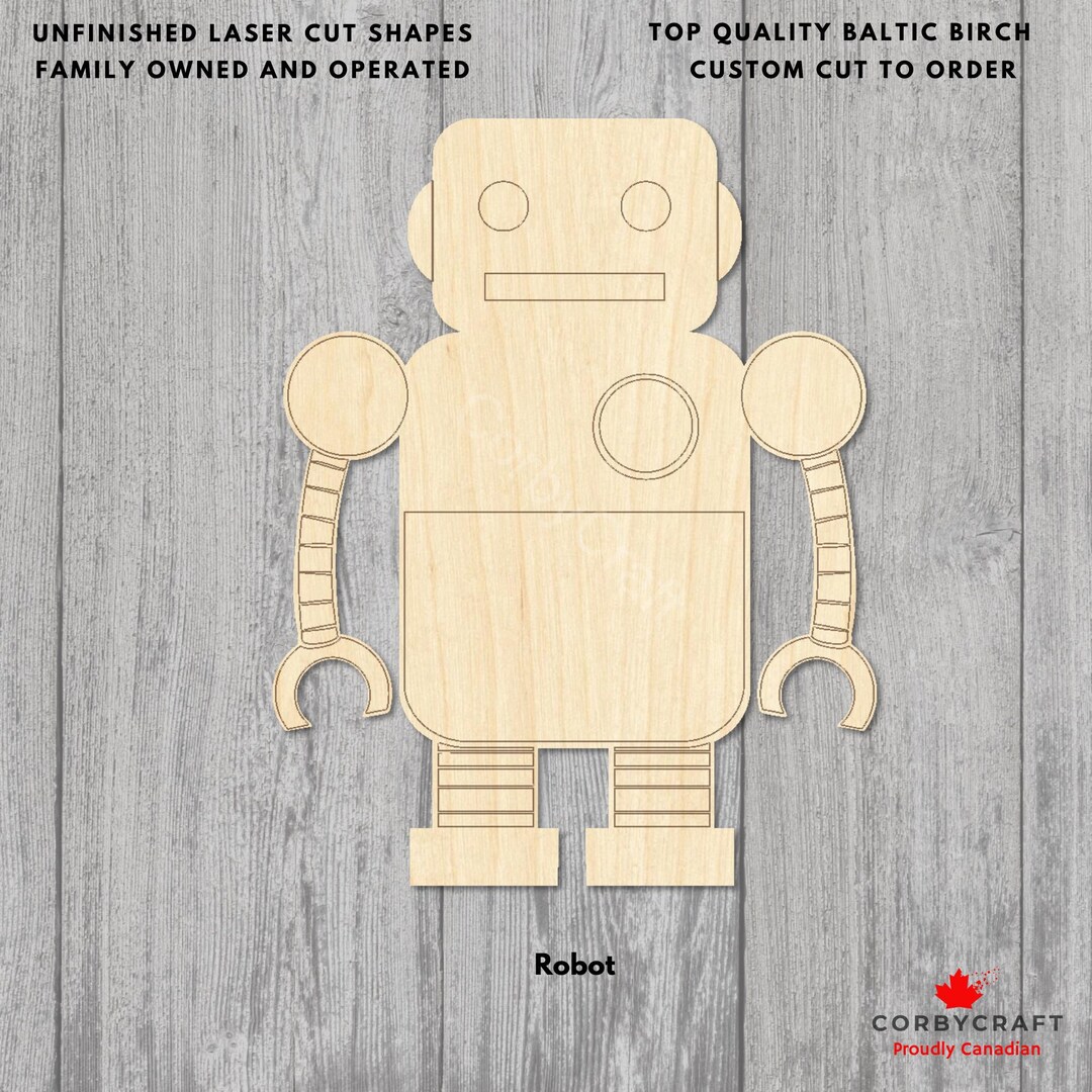 Wooden Robot Cutouts | Laser Cut Baltic Birch Plywood | Unfinished Sci ...