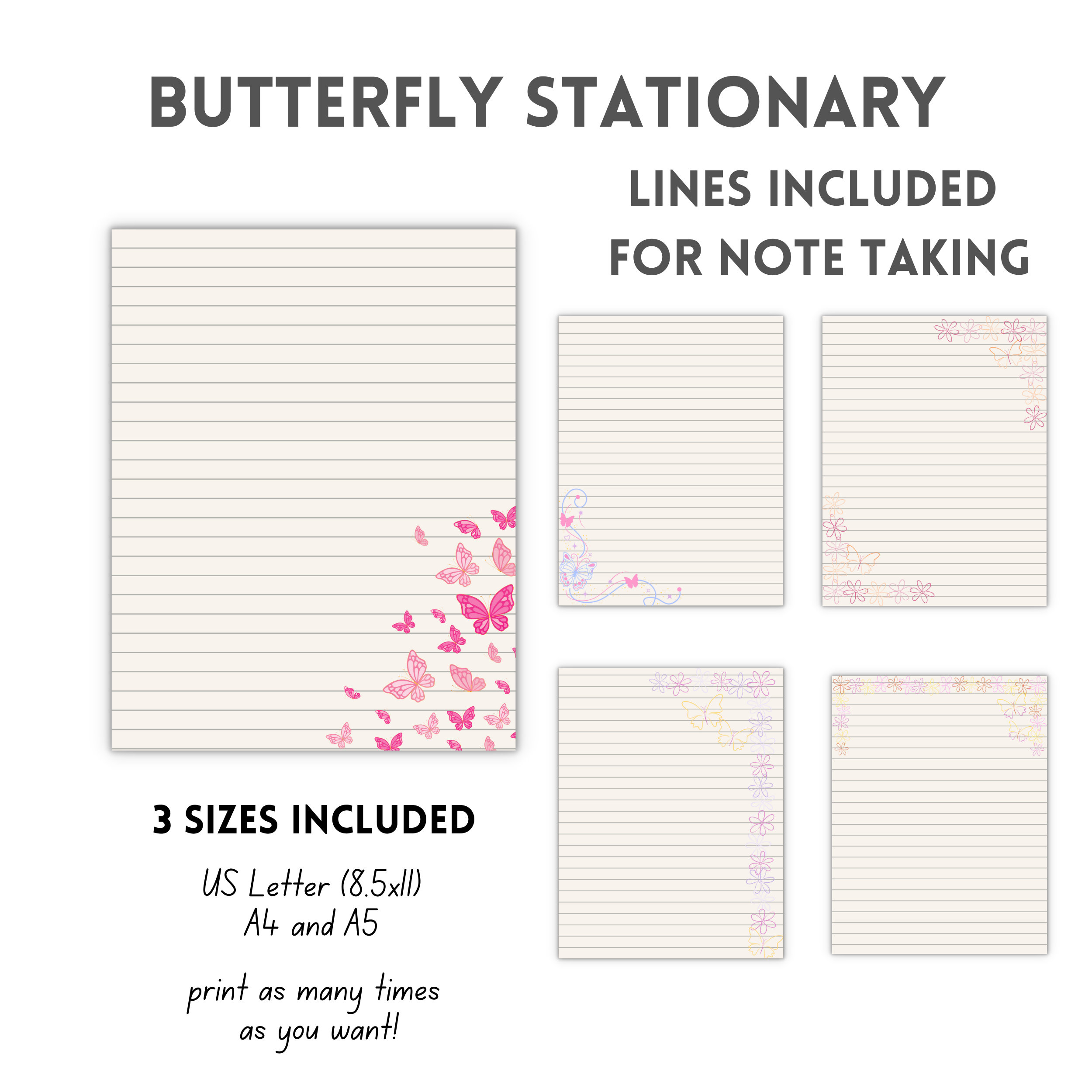 Printable Butterfly Stationery Writing Paper Printable Butterfly ...