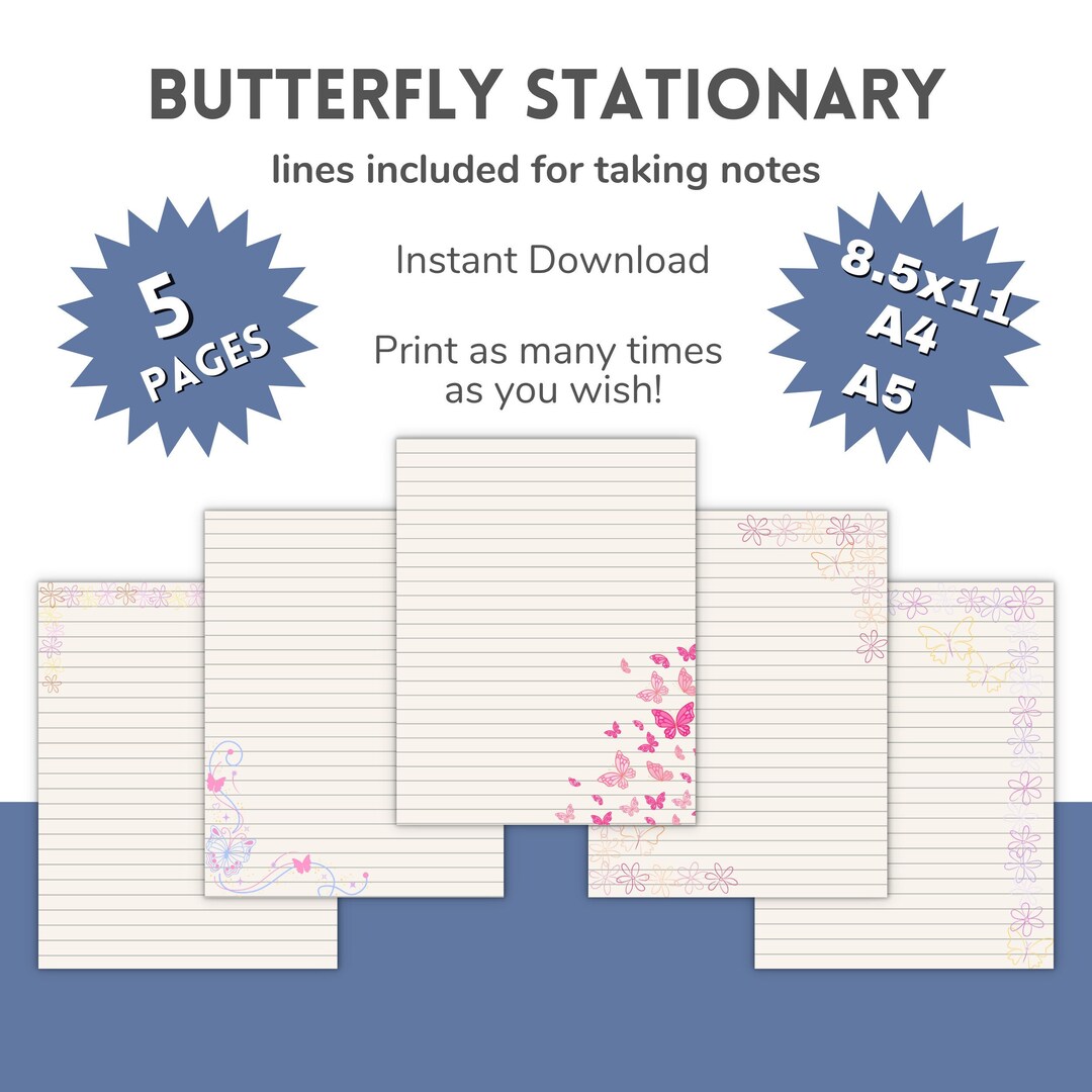 Printable Butterfly Stationery Writing Paper | Printable Butterfly ...