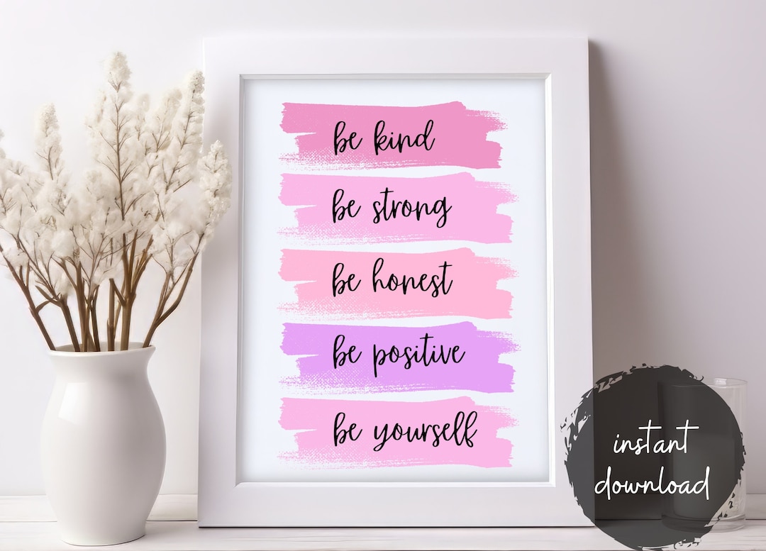 Positive Affirmation Printable, Instant Download, Be Kind, Be Strong ...