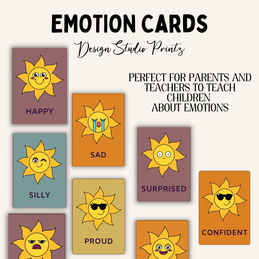 16 Emotion Flashcards Printable, Feelings Flashcards, Emotions and ...