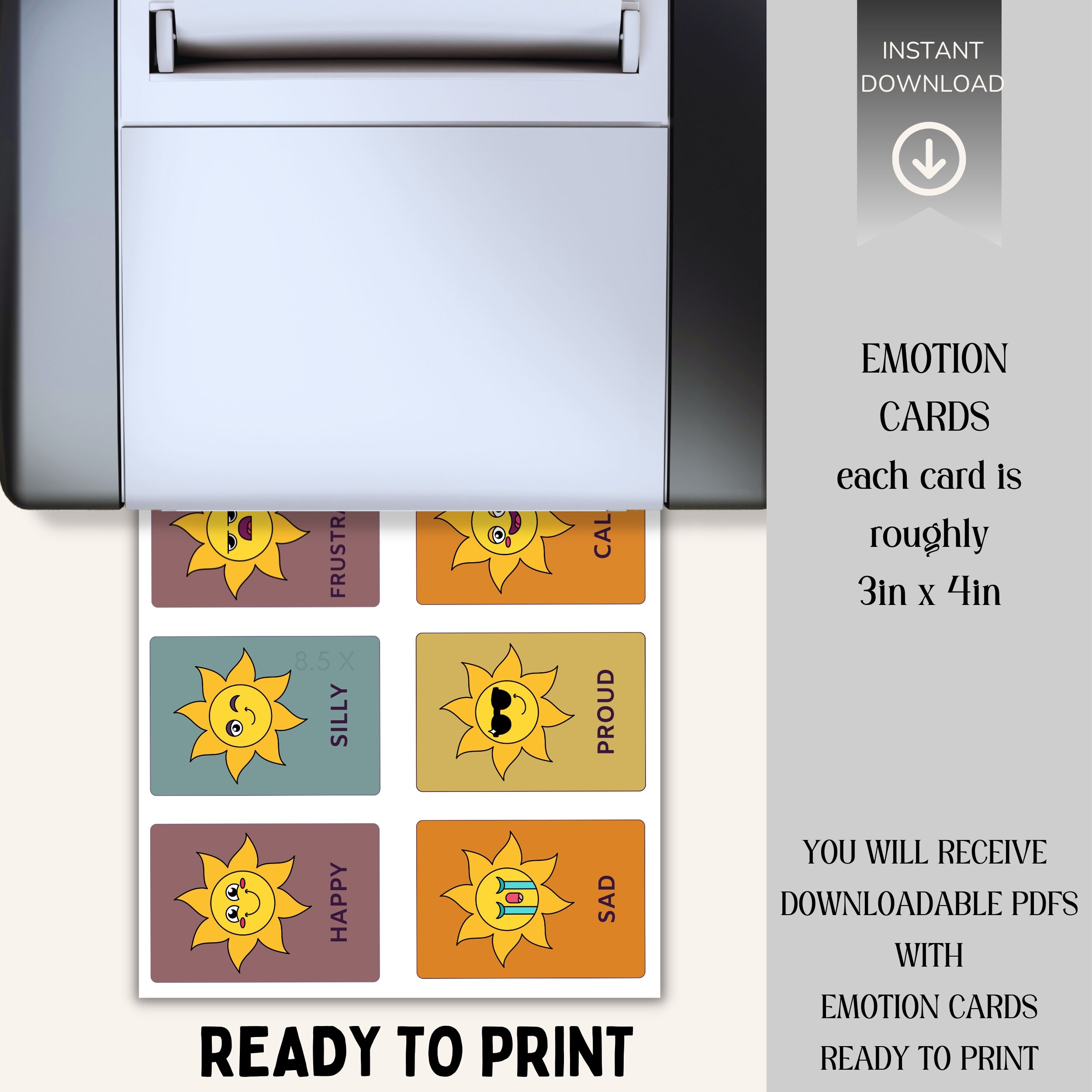 16 Emotion Flashcards Printable, Feelings Flashcards, Emotions and ...