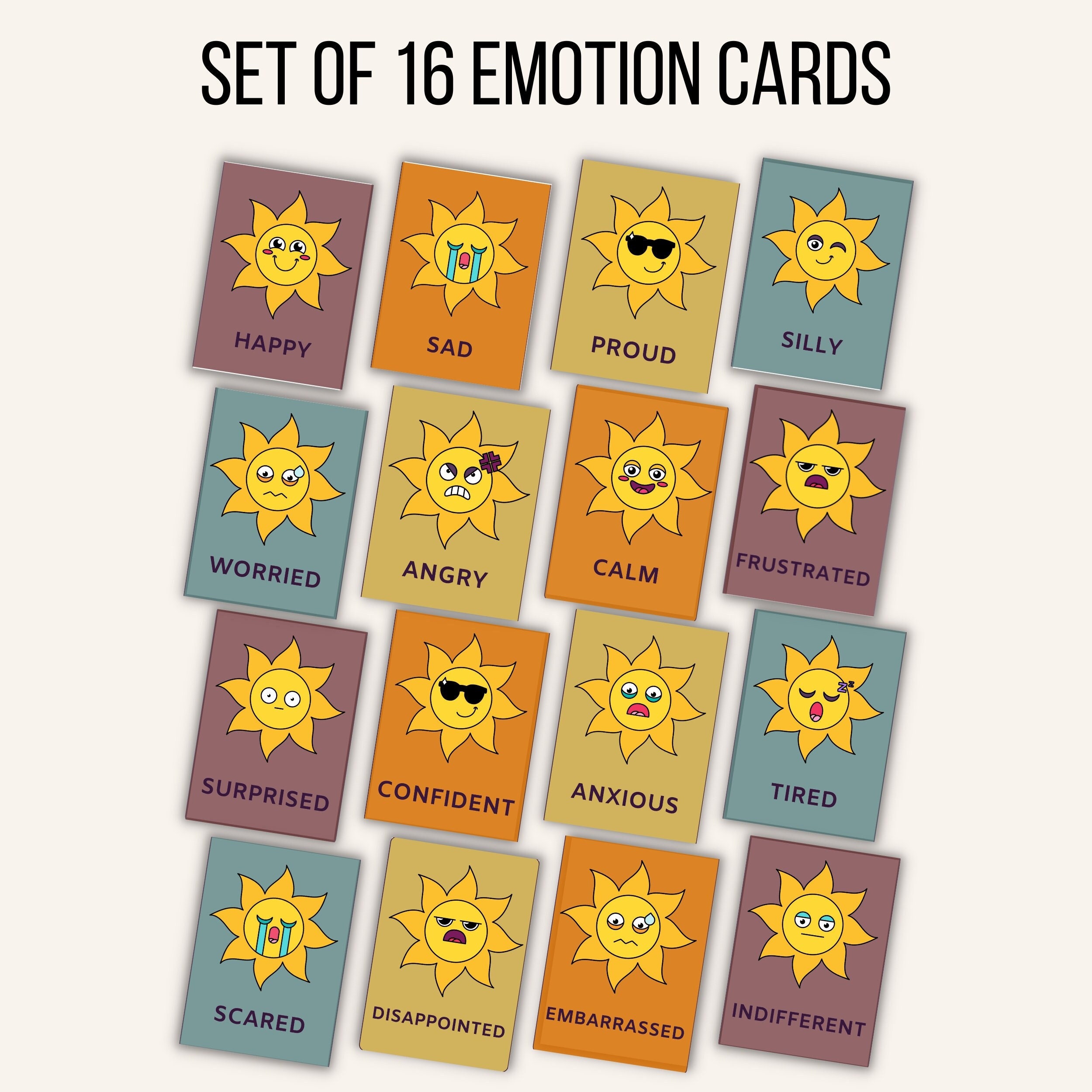 16 Emotion Flashcards Printable, Feelings Flashcards, Emotions and ...